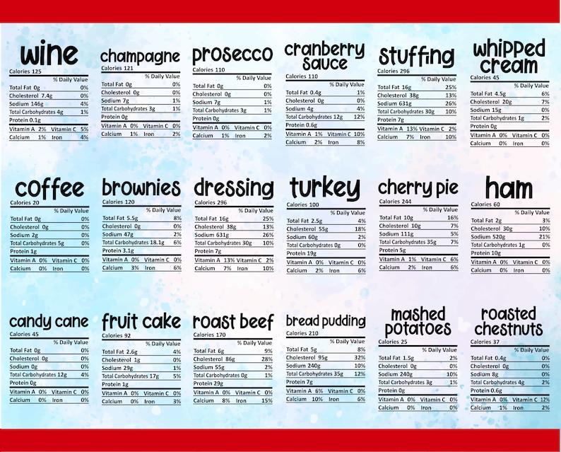 Christmas Nutrition Facts Svgnutrition Food Facts - Etsy