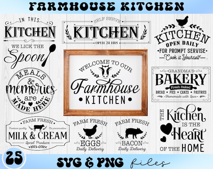 Farmhouse Kitchen SVG Bundle, Farmhouse Sign Svg, Kitchen Decor Svg ...