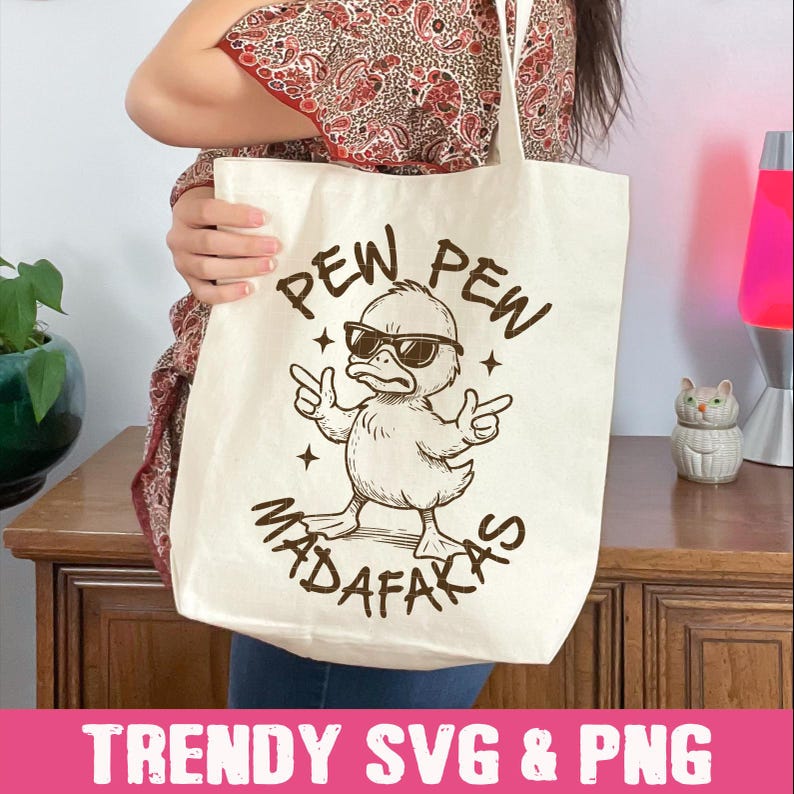 Pew Pew Madafakas Snarky Duck SVG PNG, Funny Duck Shooting Svg ...