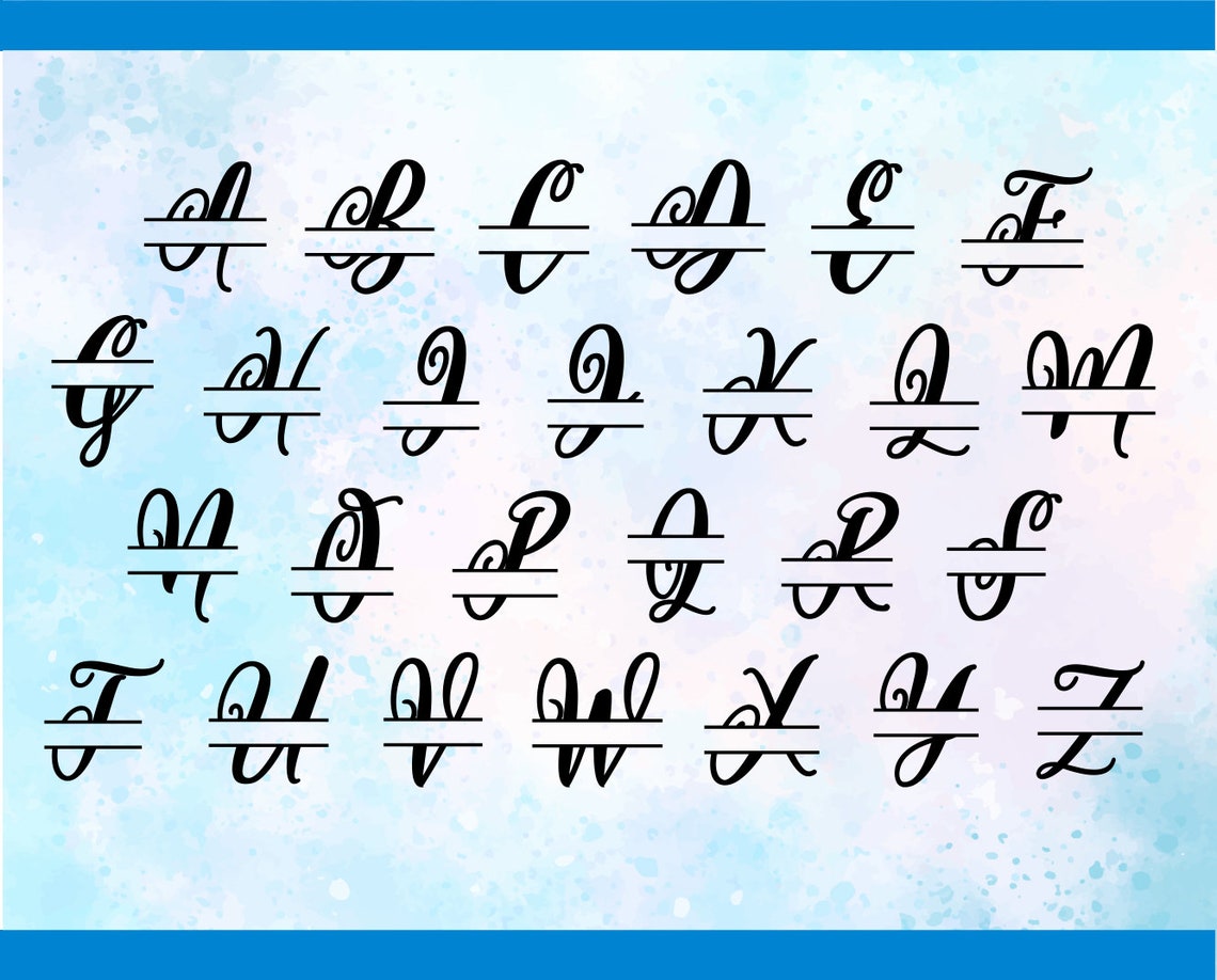 Leaf Split Monogram Alphabet Svgmonogram Alphabet | Etsy