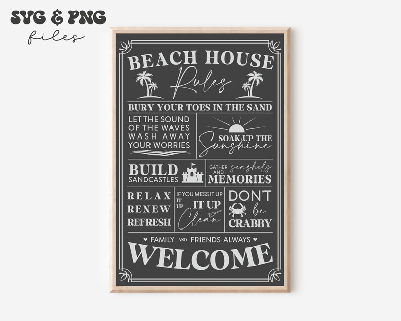 Beach House Rules Svg Beach House Sign Svgrustic Sign - Etsy