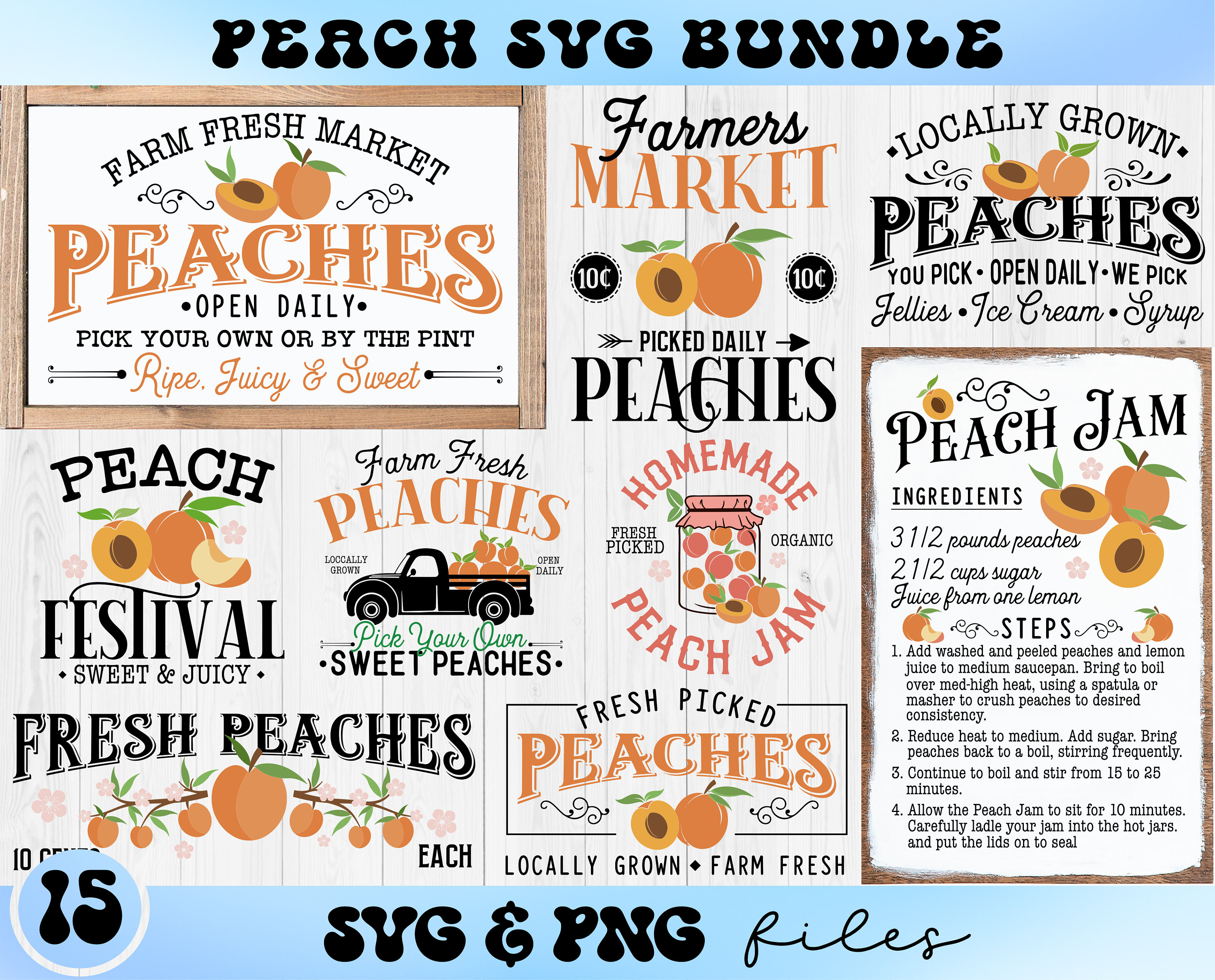 Peach Sign SVG Bundle, Peach Quote Svg Set, Just Peachy Svg, Fresh ...