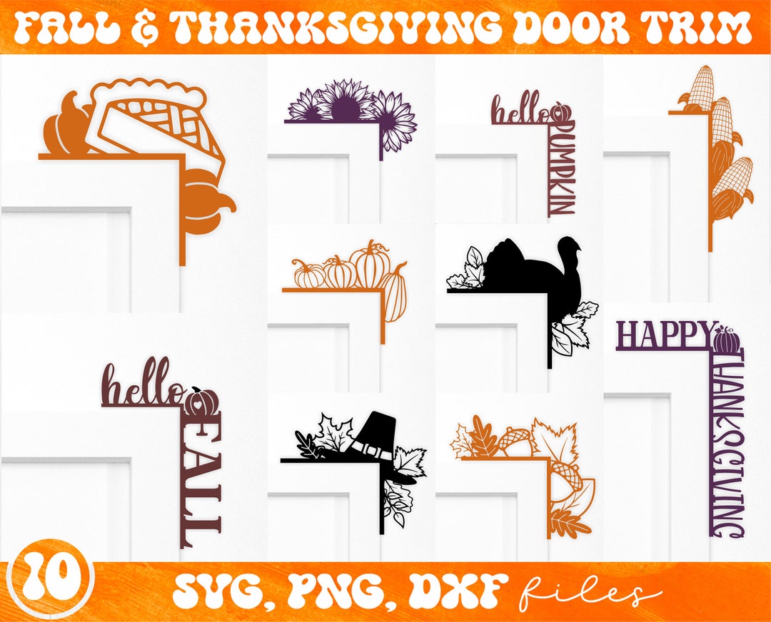 Fall Door Trim SVG Bundle, Thanksgiving Trim Corners Svg, Door Corner ...