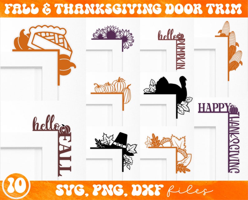 Fall Door Trim SVG Bundle, Thanksgiving Trim Corners Svg, Door Corner ...