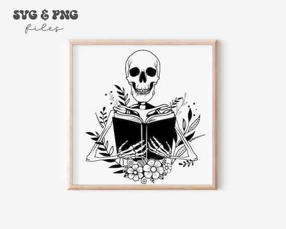 Skeleton Holding Book Svgbook Lover Svglibrarian Svgreading - Etsy