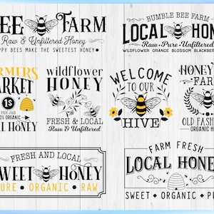 Honey Sign SVG Bundle, Farmhouse Sign Svg, Farm Fresh Honey Svg, Bumble ...