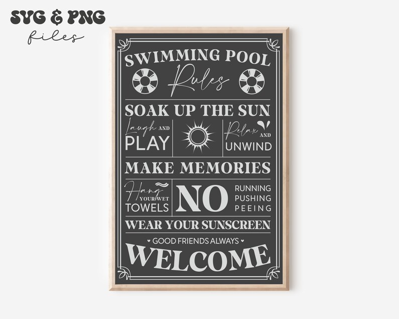 Swimming Pool Rules Svgpool Rules Svgrustic Sign - Etsy