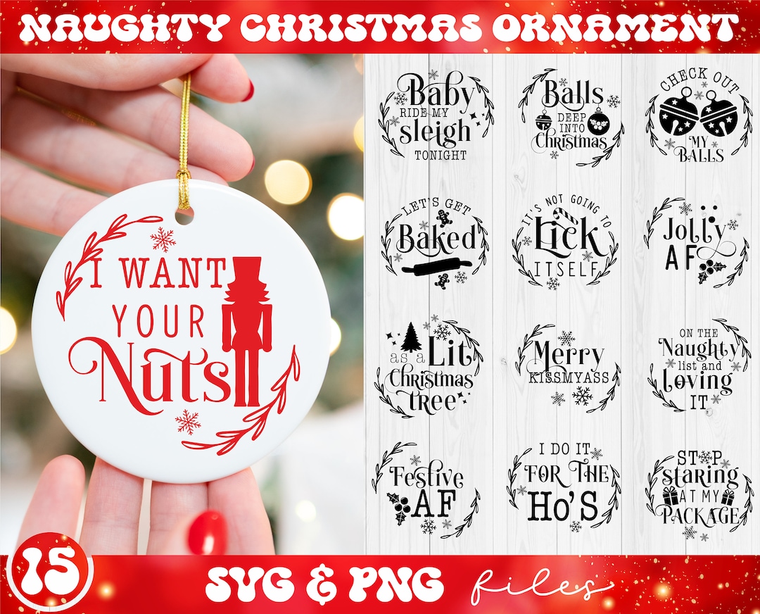 Naughty Christmas Ornament Svg Bundle, Funny Christmas Ornament Svg ...