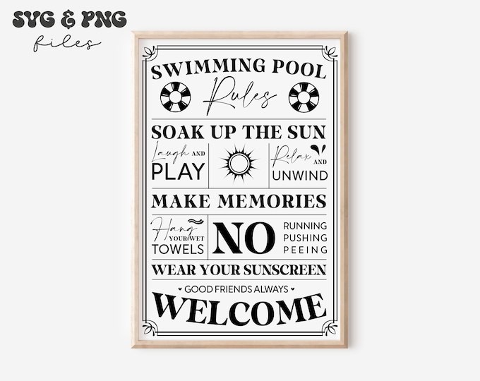 Laser SVG Cut File, Pool Rules Tiki Tower, Pool Rules, Patio Signs ...