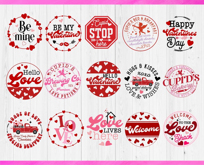 Valentine Round Sign Svg Bundle Valentine's Day Round - Etsy