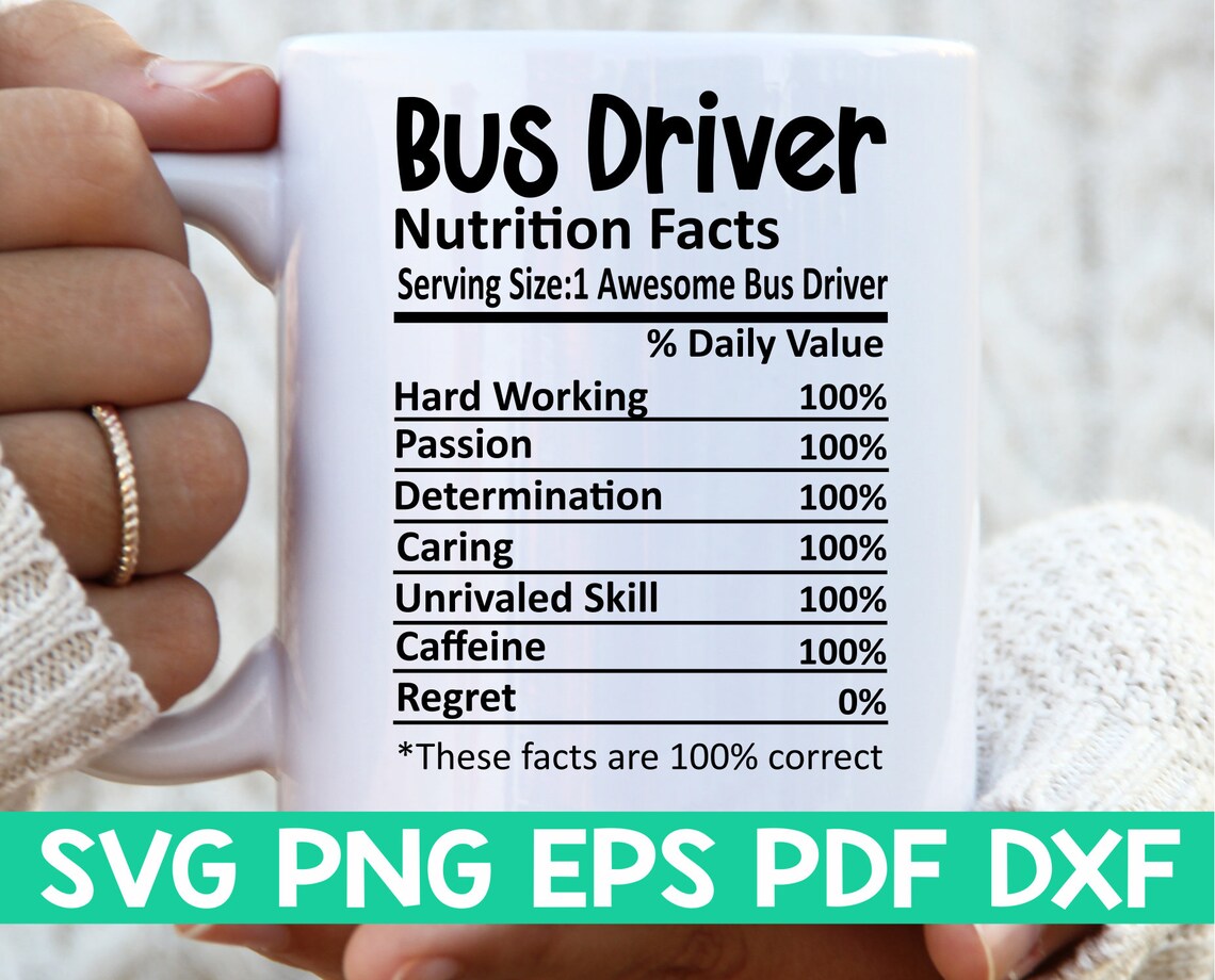 Bus Driver Nutrition Facts Svg,bus Driver Nutritional Facts Svg,bus ...