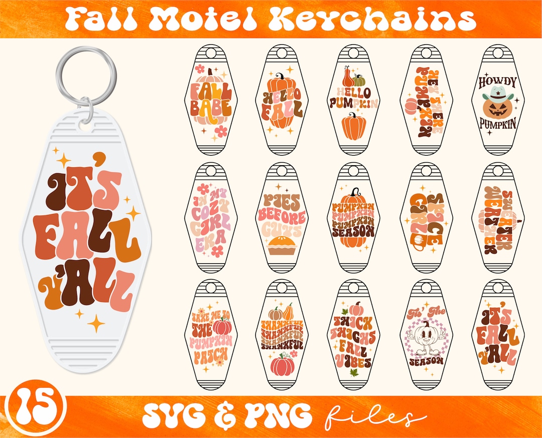 Fall Motel Keychain SVG Bundle, Autumn Motel Keychain Svg, Thanksgiving ...