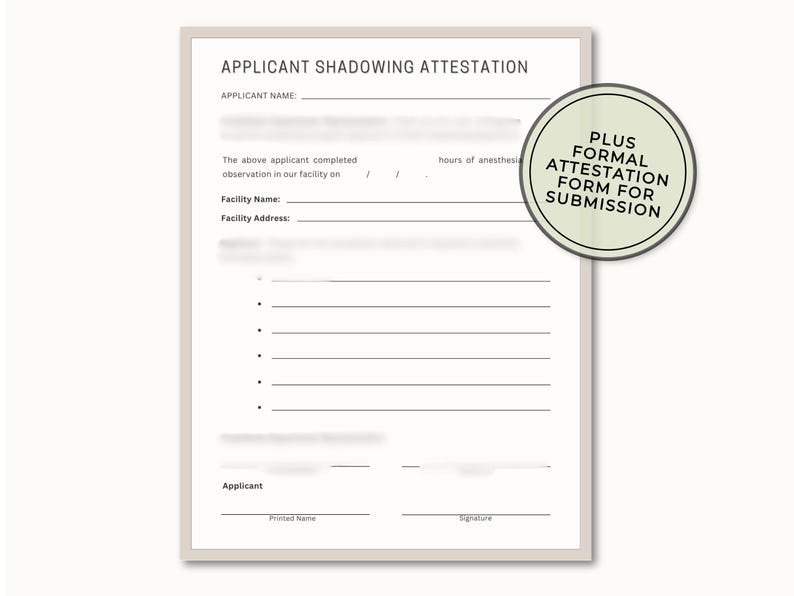 CRNA Shadowing Template Bundle With Questions | Printable Anesthesia ...