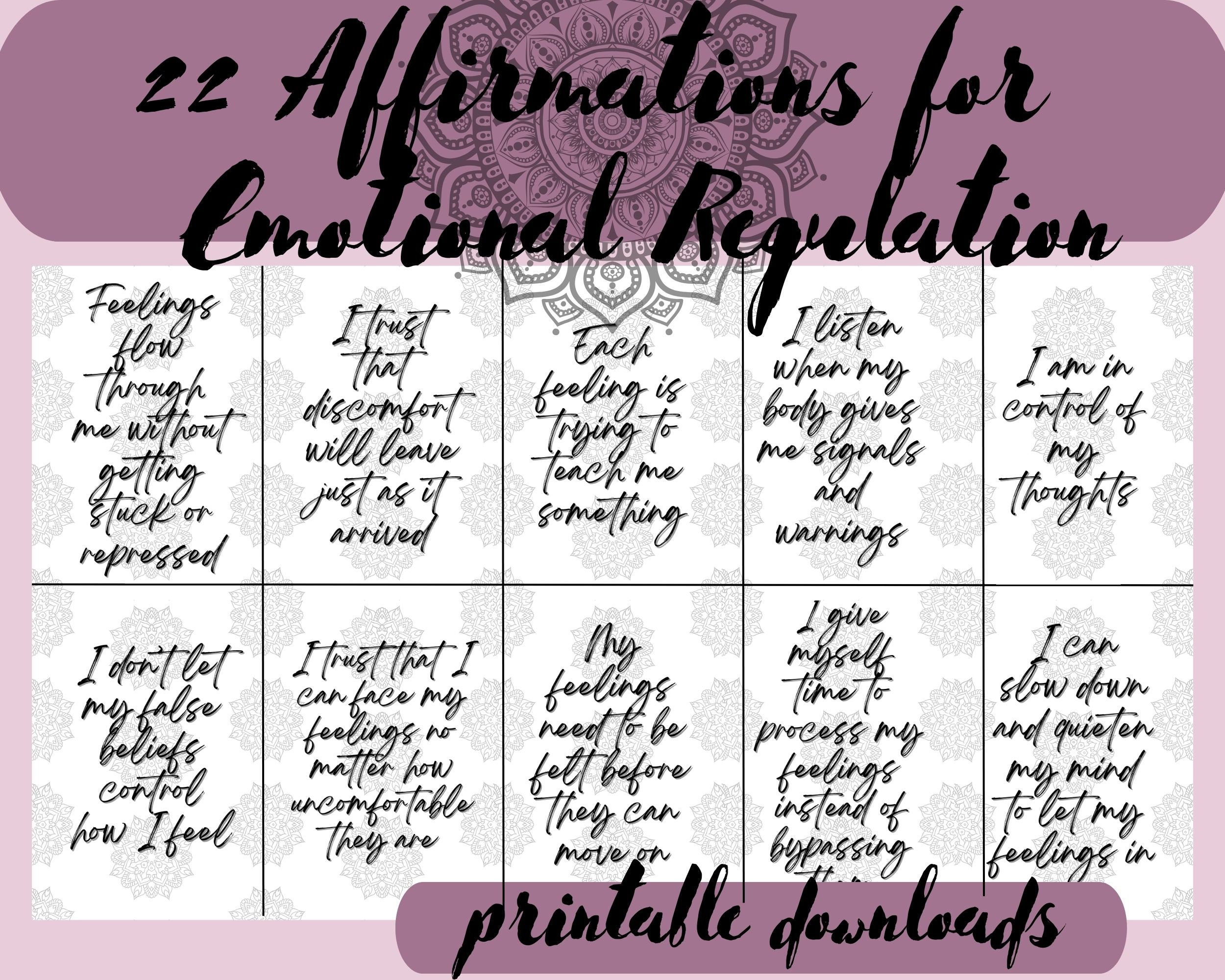 22 Affirmation Cards & Phone Wallpapers for Emotional Regulation ...