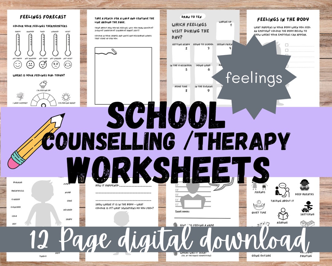 Feelings Worksheets Bundle – Kids Therapy, Emotions Exploration ...