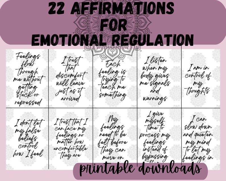 22 Affirmation Cards & Phone Wallpapers for Emotional Regulation ...