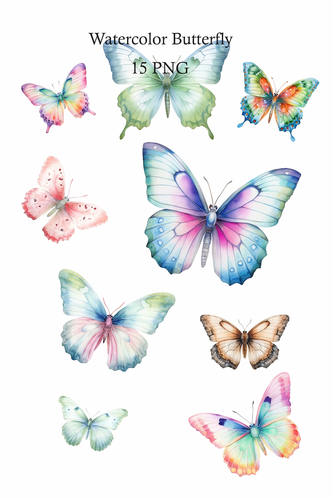 Watercolor Butterfly Clipart: Spring PNG Set (digital Download) - Etsy