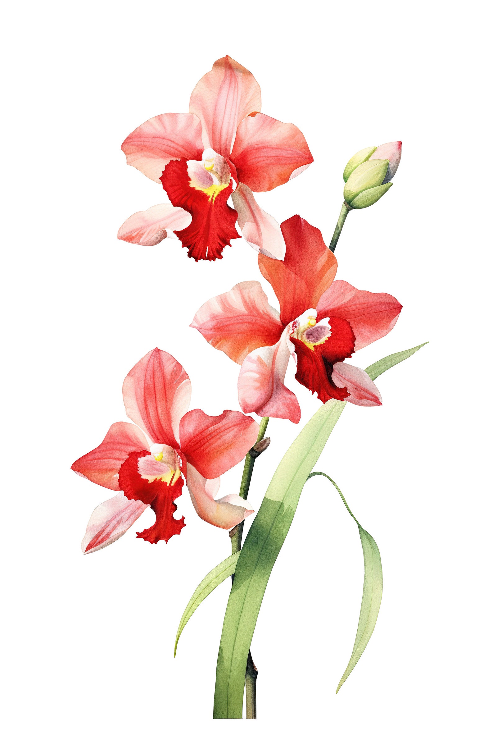 Watercolor Red Orchid Png Clipart - Digital 15 PNG Clipart 300 DPI - Etsy