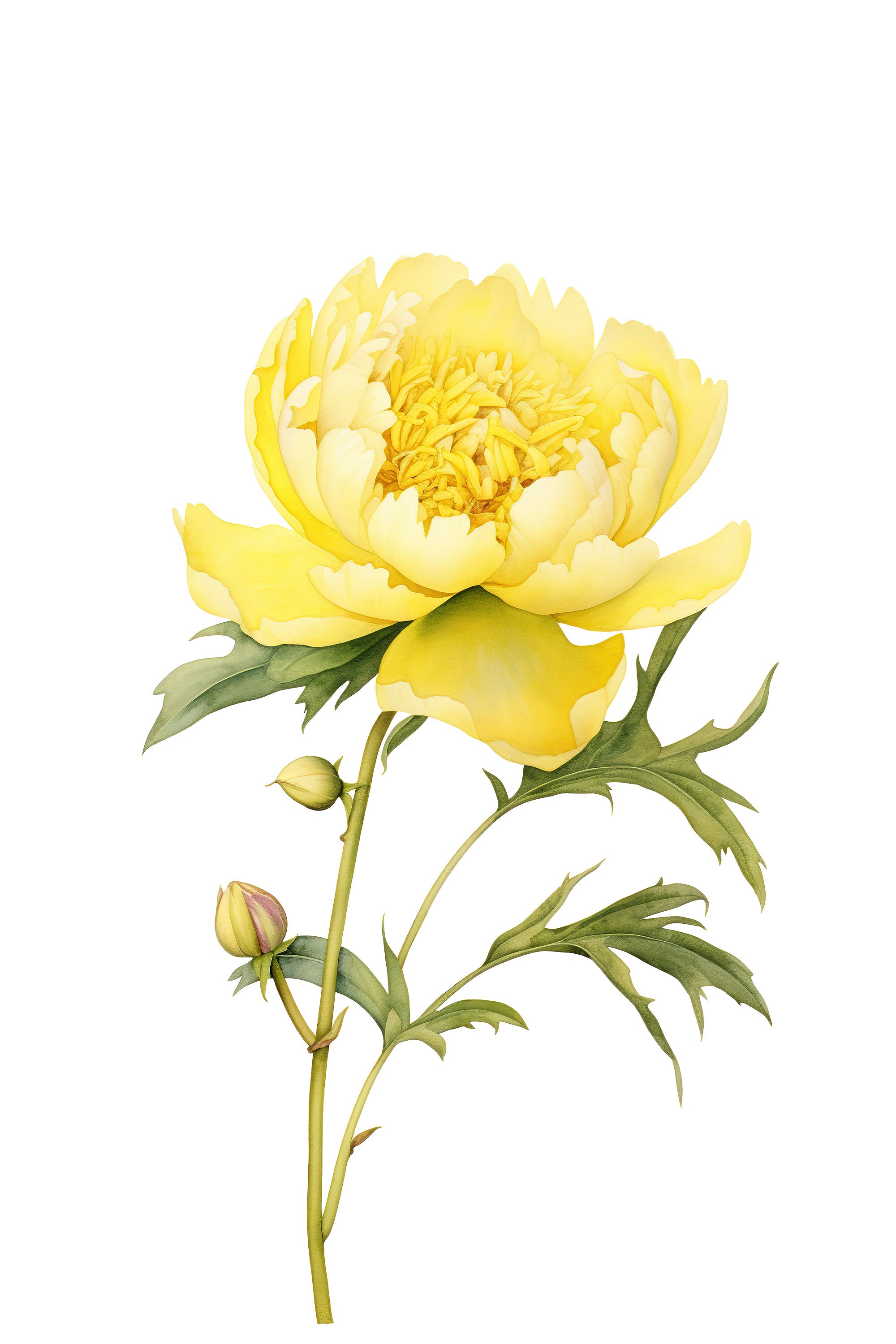 Watercolor Yellow Peonies Png Clipart -yellow Peony Flowers Clipart ...