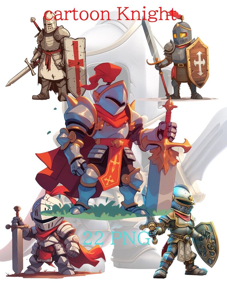 Cute Knight PNG Bundle, Digital Crafts Designs Transparent 22 High ...