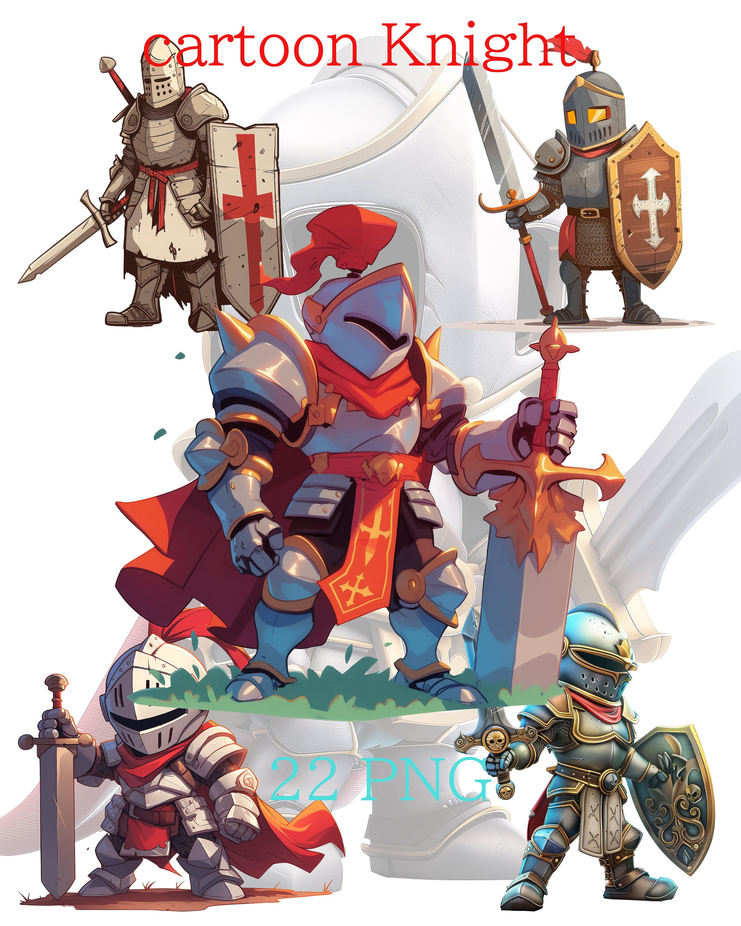 Cute Knight PNG Bundle, Digital Crafts Designs Transparent 22 High ...