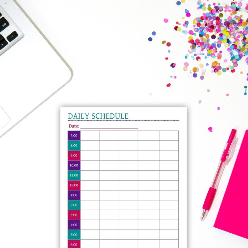 Printable Daily Schedule Planner Insert Work Schedule - Etsy