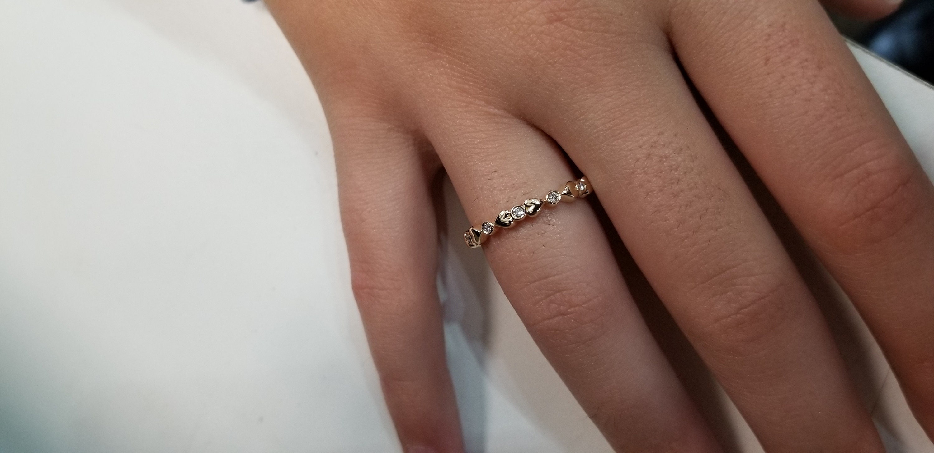 Diamond Wedding Band / Heart Design Diamond Ring / Stackable | Etsy