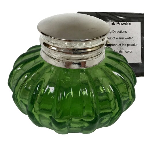 3 Cobalt Blue Swirl Thick Glass Inkwell With Ink - Etsy