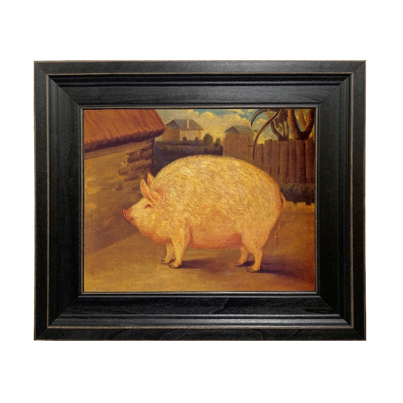 Prize Sow Pig (c. 1840) Framed Oil Painting Print on Canvas, Primitive ...