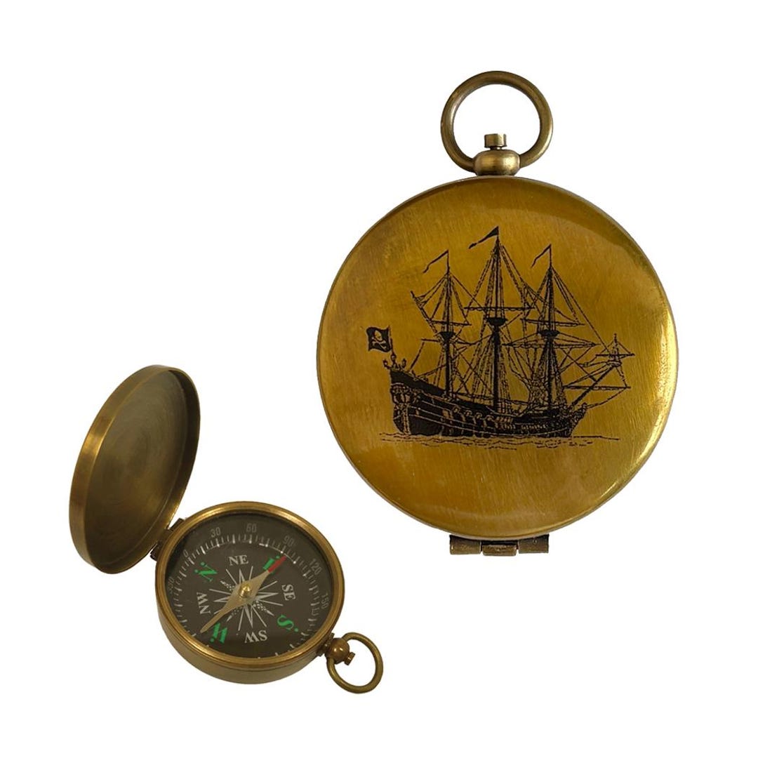 Antiqued Brass Pirate Ship Compass: Nautical Decor Gift (1-3/4") - Etsy