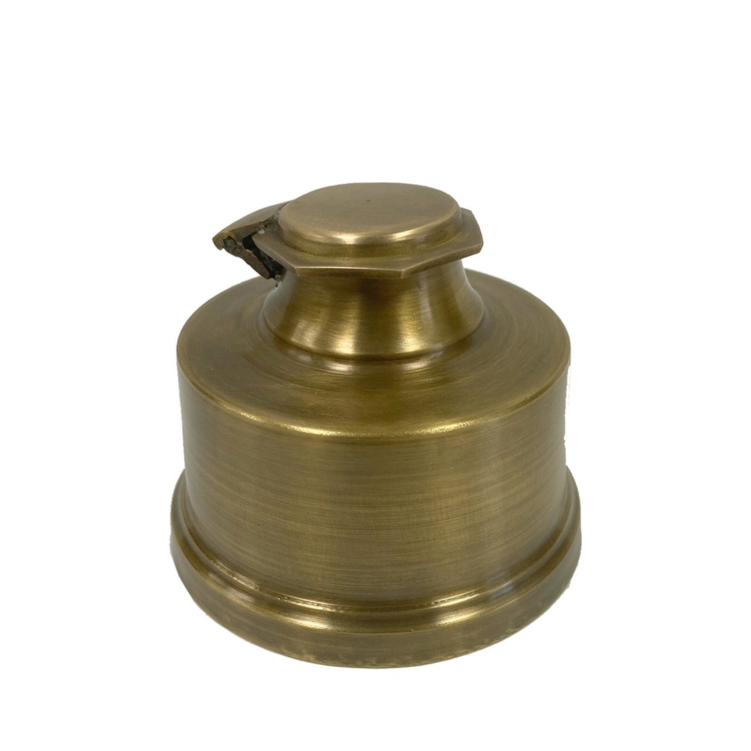 3-1/4" Historical Antiqued Brass Inkwell, Antique Reproduction ...
