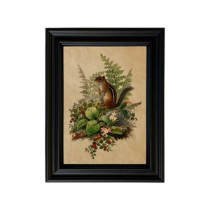 Woodland Chipmunk Cottagecore Framed Reproduction Print, Nursery, Cabin ...