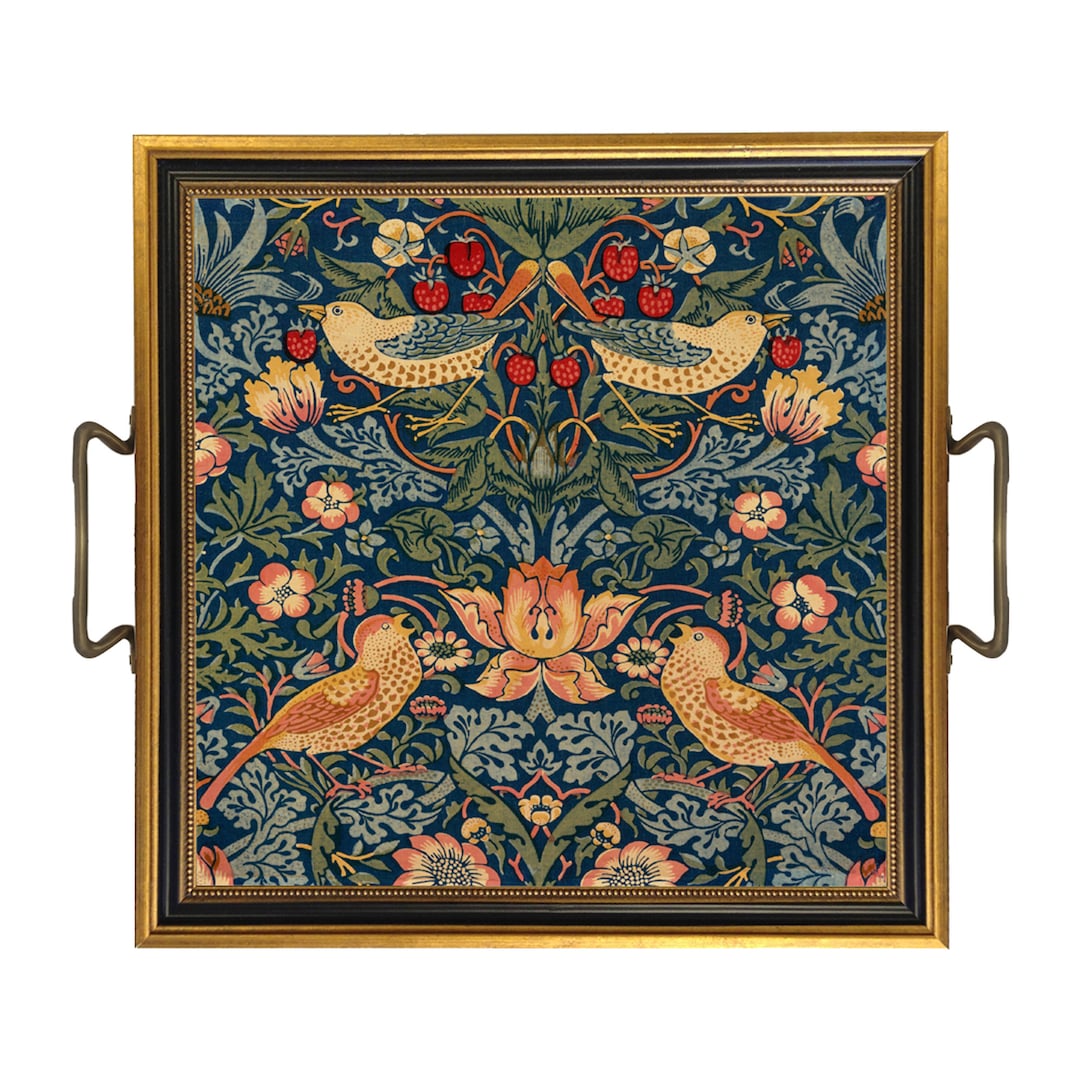 William Morris Strawberry Thief Decorative Tray With Brass Handles in 2 ...