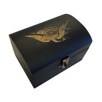 Vintage Bicentennial Wood Eagle Box With Rope Side Handles. Top Has Two ...
