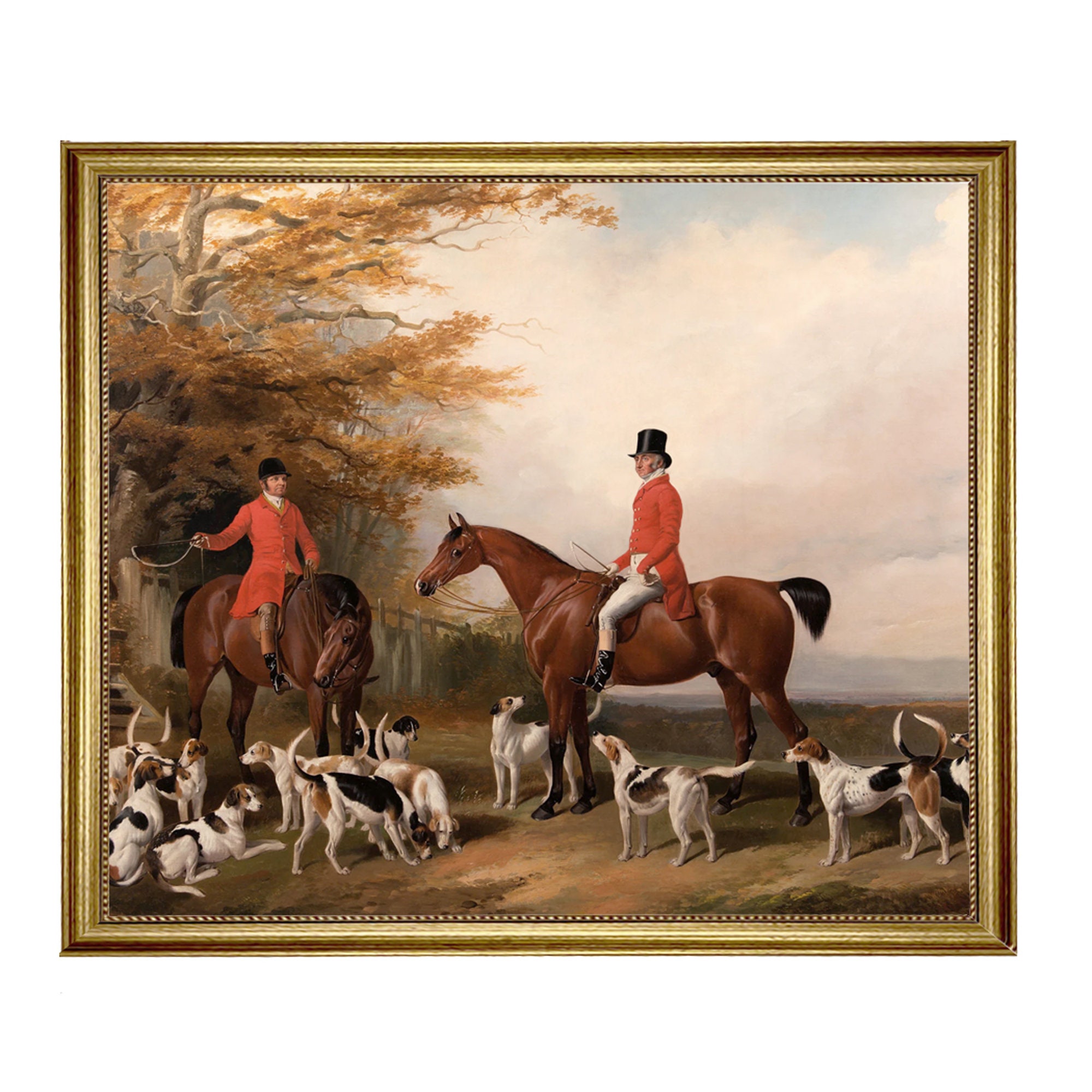 The Meeting Fox Hunt Scene Oil Painting Print Reproduction on - Etsy
