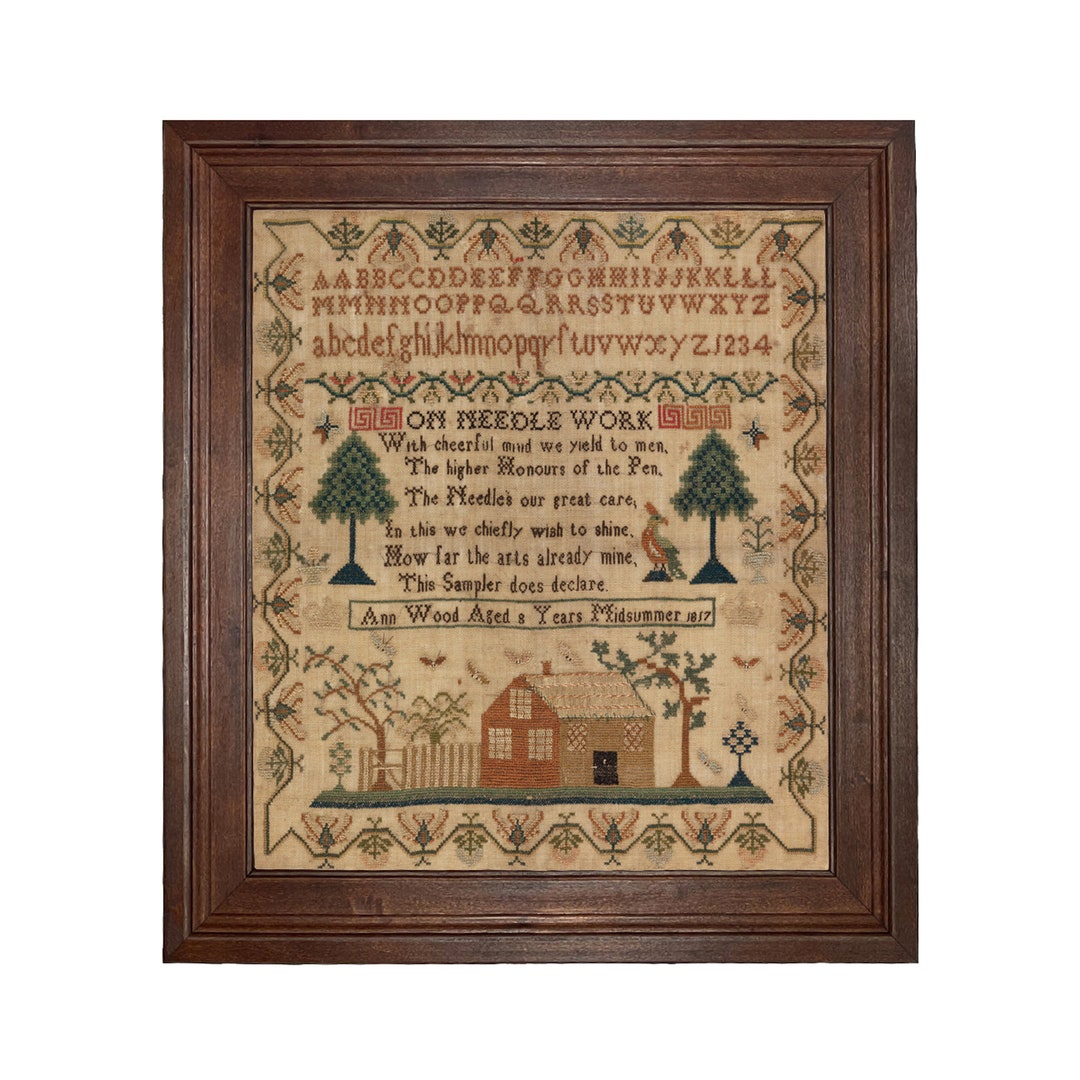 Ann Wood 1817 Antiqued Embroidery Needlepoint Sampler Framed - Etsy