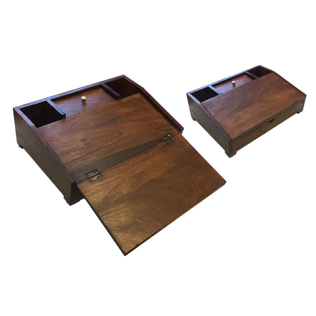 14-1/4" Colonial Style Wooden Writing Desk, Antique Style Writing Box ...
