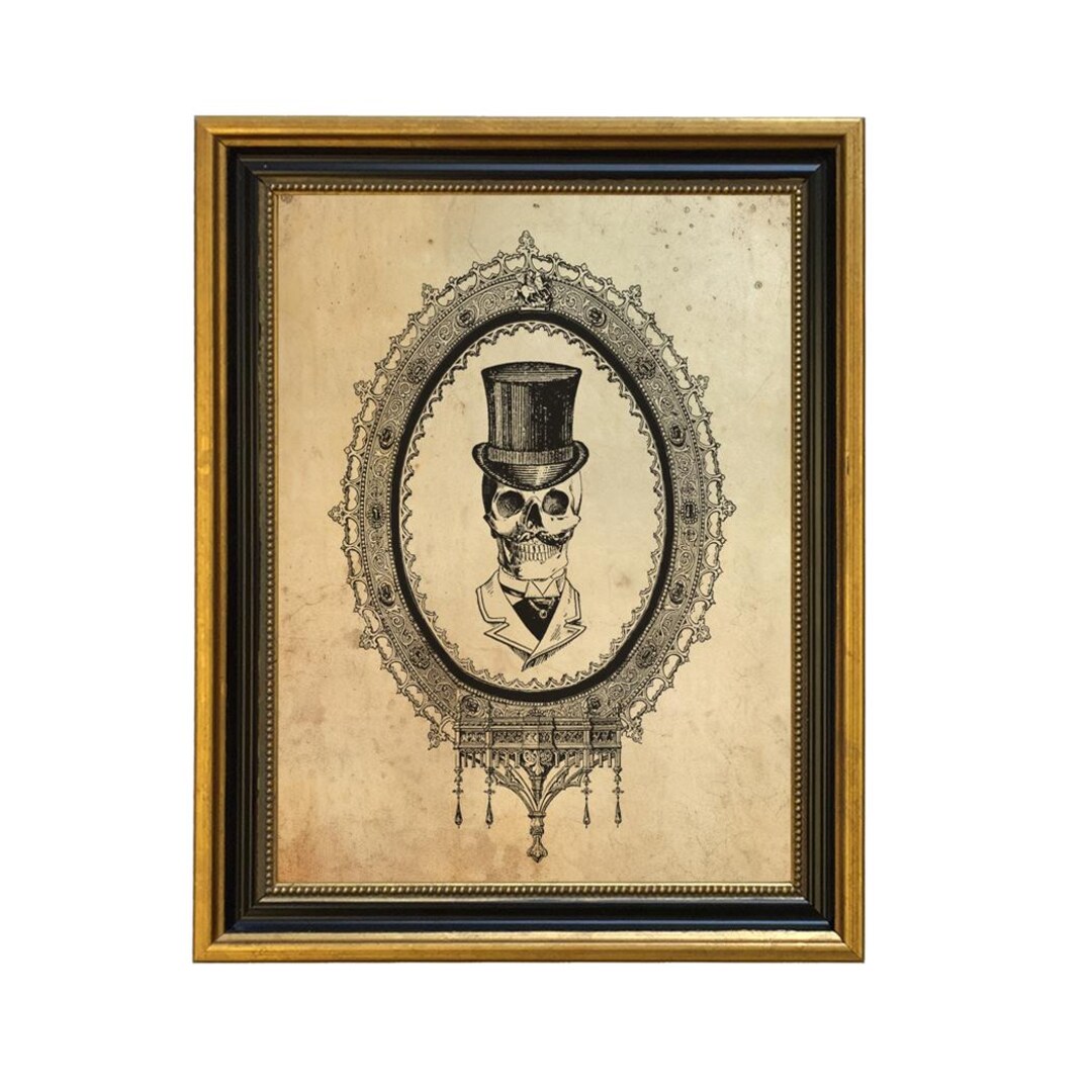 Skull in Top Hat Framed Print, Gothic Halloween Wall Art (8x10) - Etsy