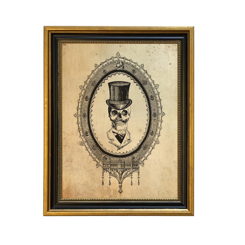 Skull in Top Hat Framed Print, Gothic Halloween Wall Art (8x10) - Etsy