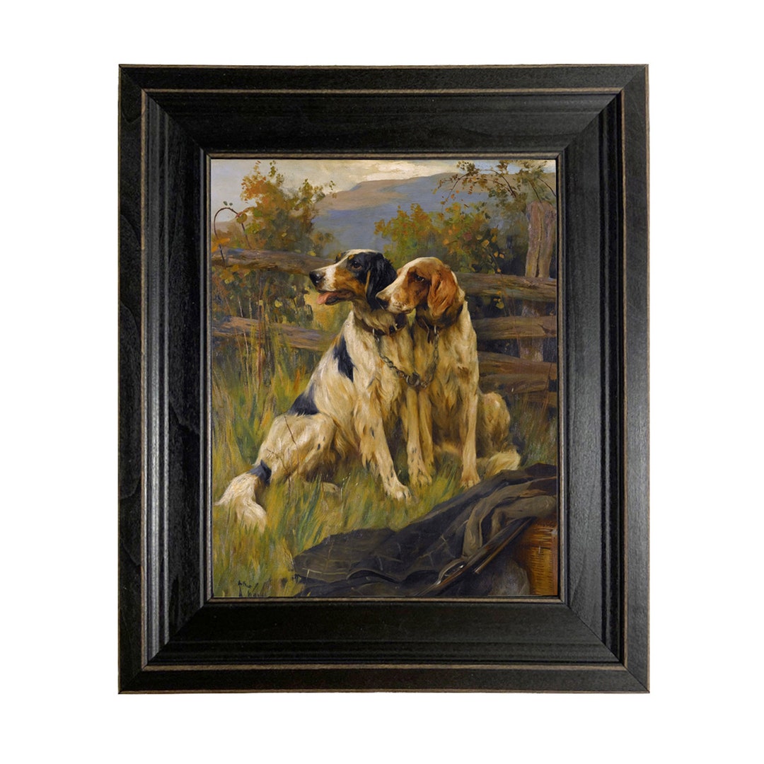 Framed Hunting Dog Canvas Art Print, Arthur Wardle, Lodge Cabin Decor ...