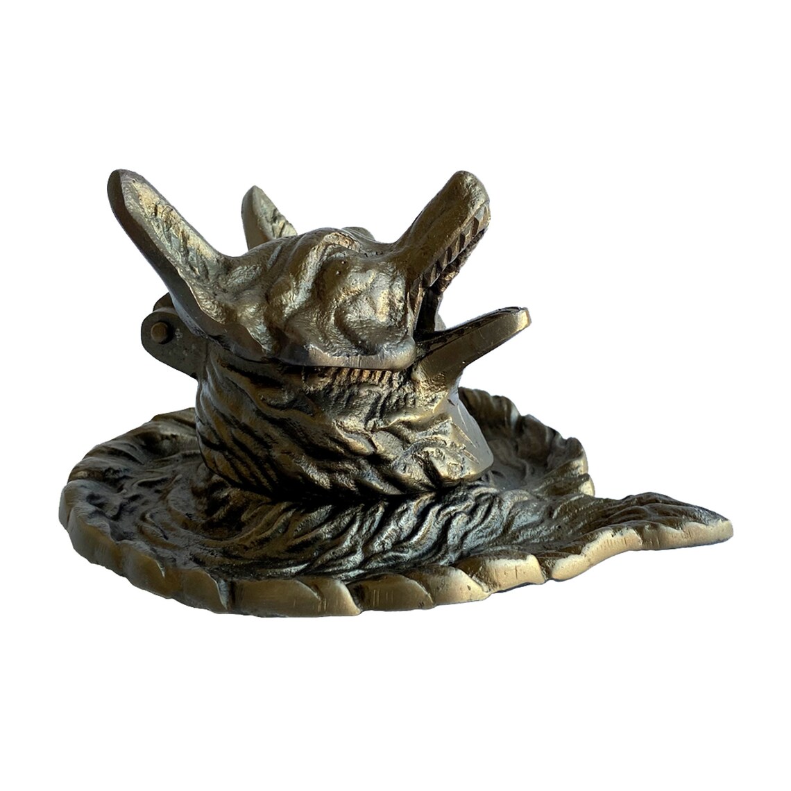 Antique Reproduction Brass Fox Head Inkwell: Equestrian Office Decor - Etsy