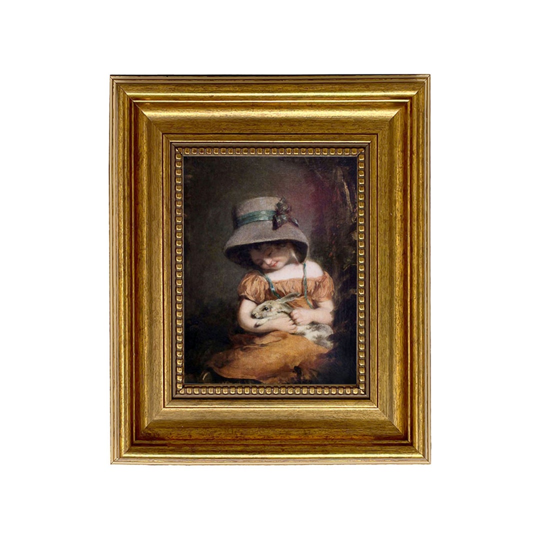 Girl With Rabbit Framed Oil Painting Reproduction Print on - Etsy