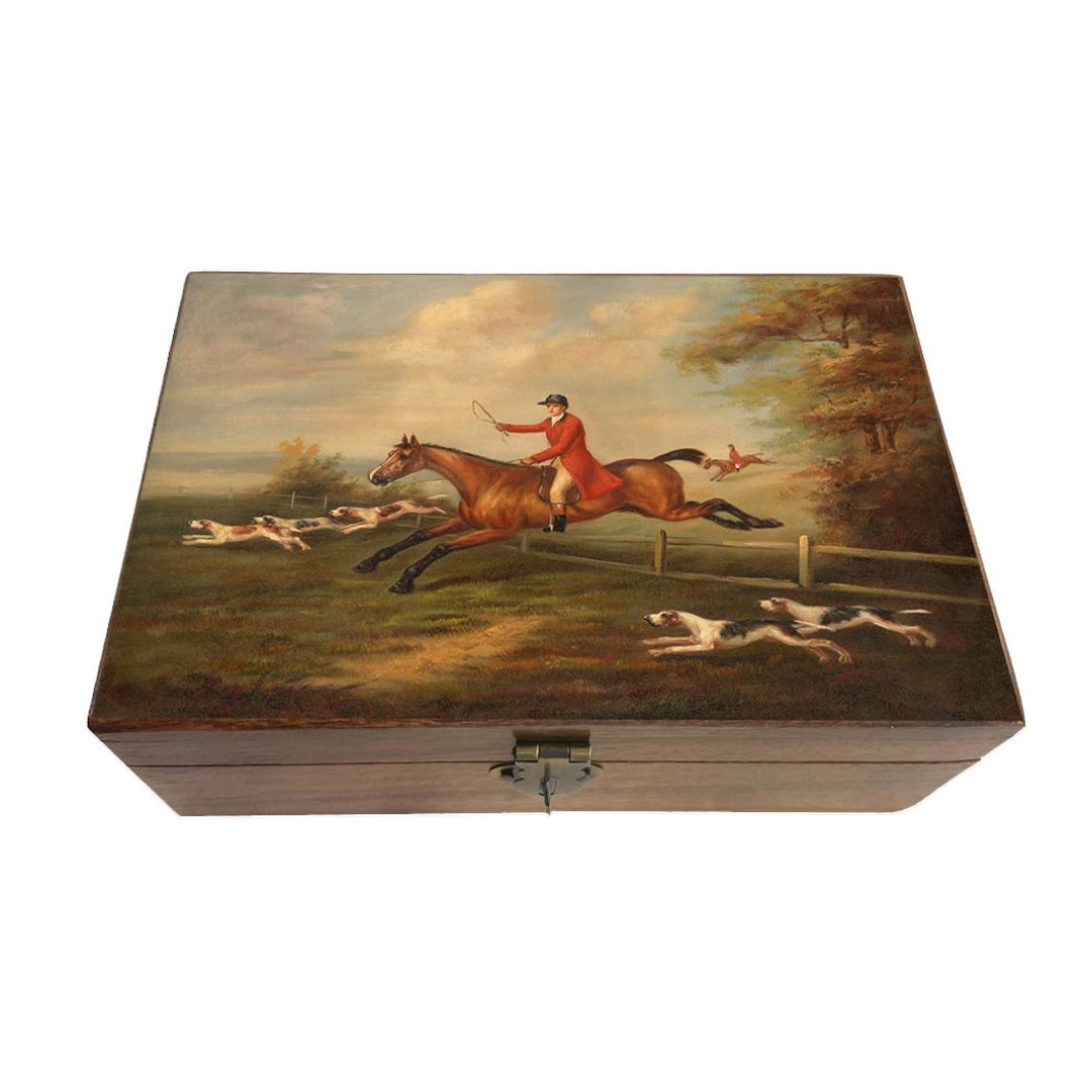 Fox Hunting Scene Decorative Wood Box, 5 Styles, Fox Hunt Decor ...