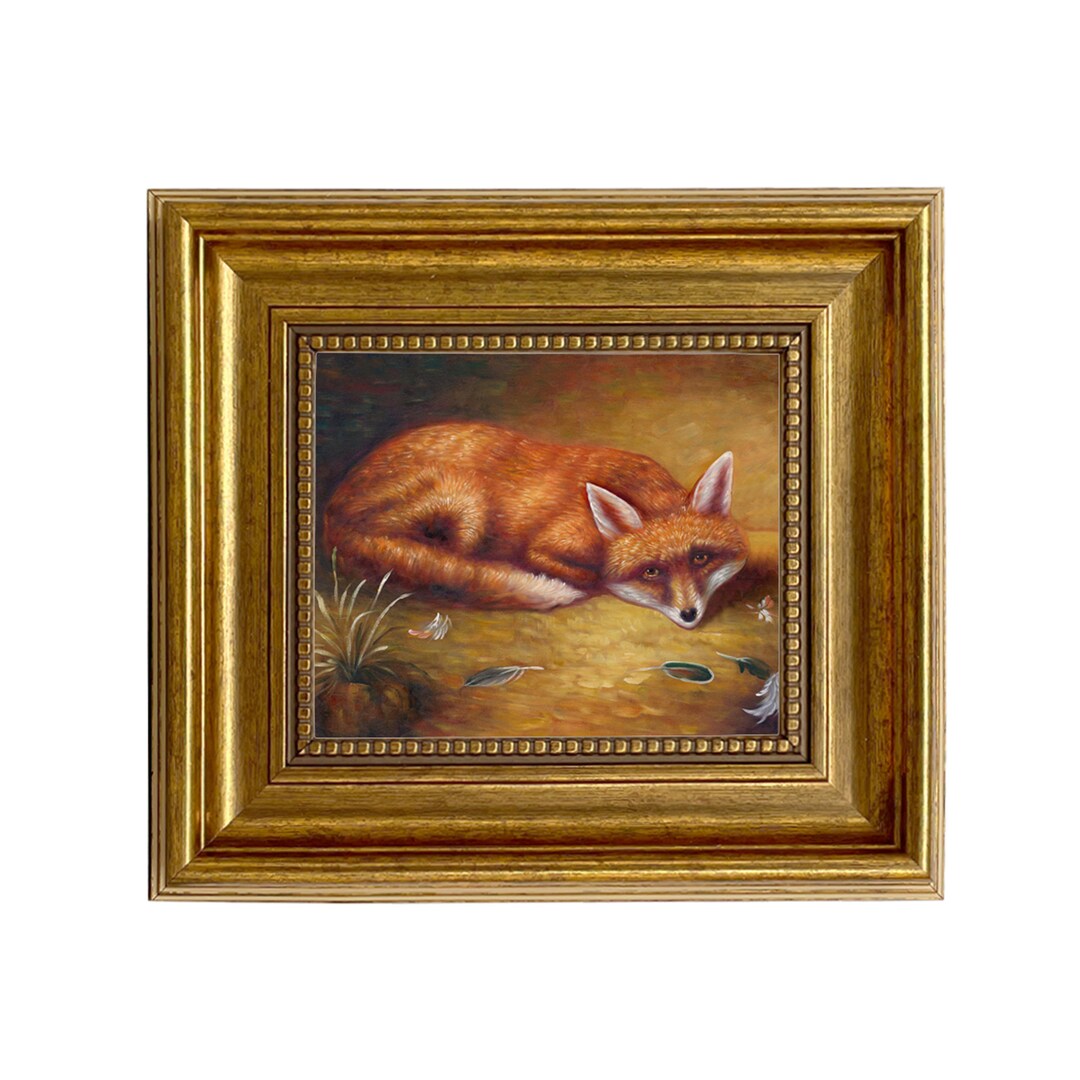 Fox’s Meal Framed Oil Painting Print on Canvas in Antiqued Gold Frame ...