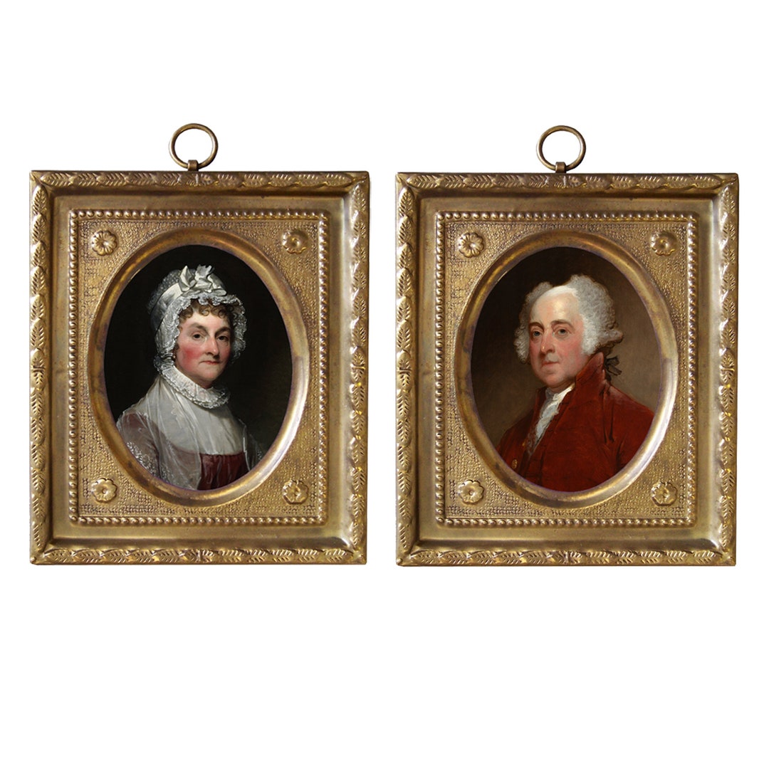John & Abigail Adams Prints, Embossed Brass Frames, Colonial Decor (set ...