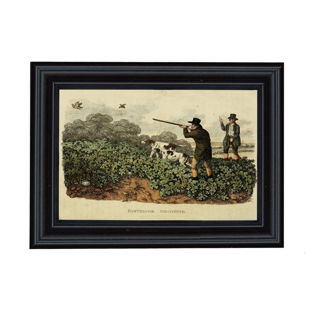 Partridge Hunting Framed Color Print, Antique Style, English, Cabin ...