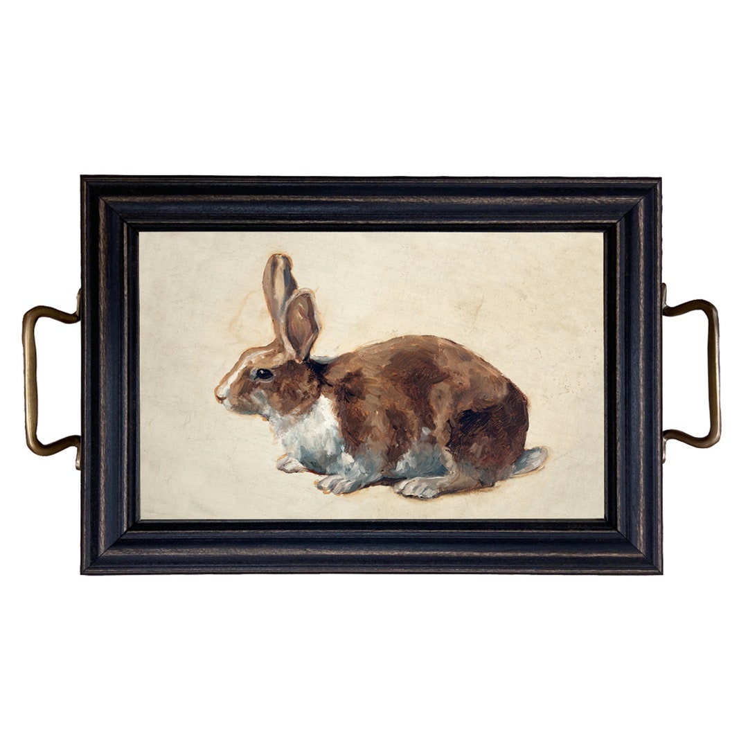 Bunny Rabbit Tray: Spring Decor, Brass Handles, Farmhouse Style - Etsy
