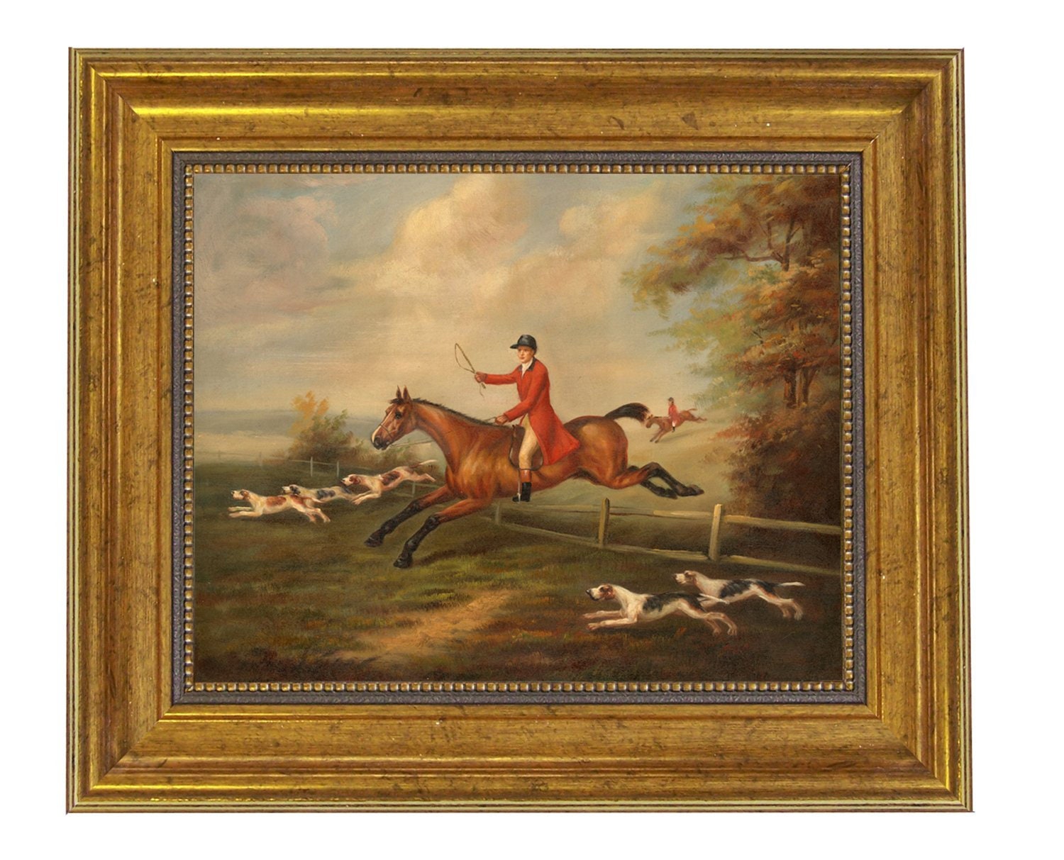 Needlepoint Fiber Arts with hounds following Stitch painted on 14ct ...