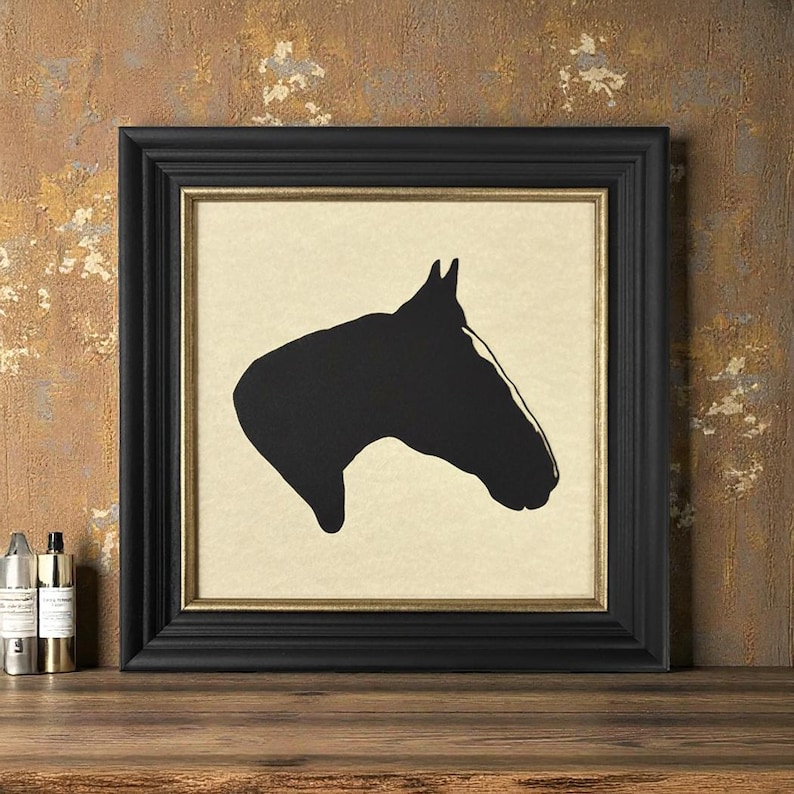Framed Horse Head Paper Cut Silhouette, "zander," Equestrian Wall Art ...