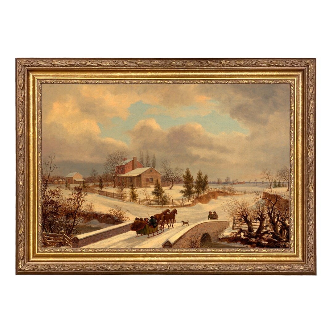 Winter Landscape Scene Framed Oil Painting Print on Canvas - Etsy